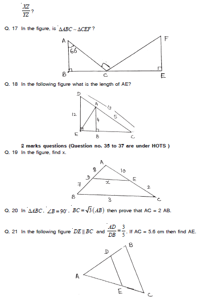 CBSE Class 10 Mathematics HOTs Triangles Set A CBSE Class 10 Mathematics HOTs Triangles Set A